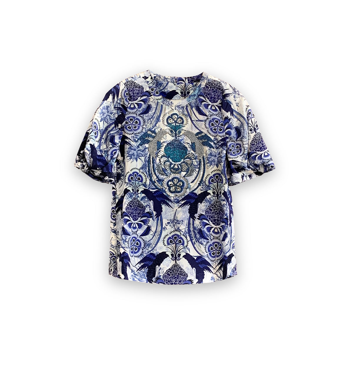 Neel Hand Embroidered T-Shirt Blouse – Roopa Pemmaraju