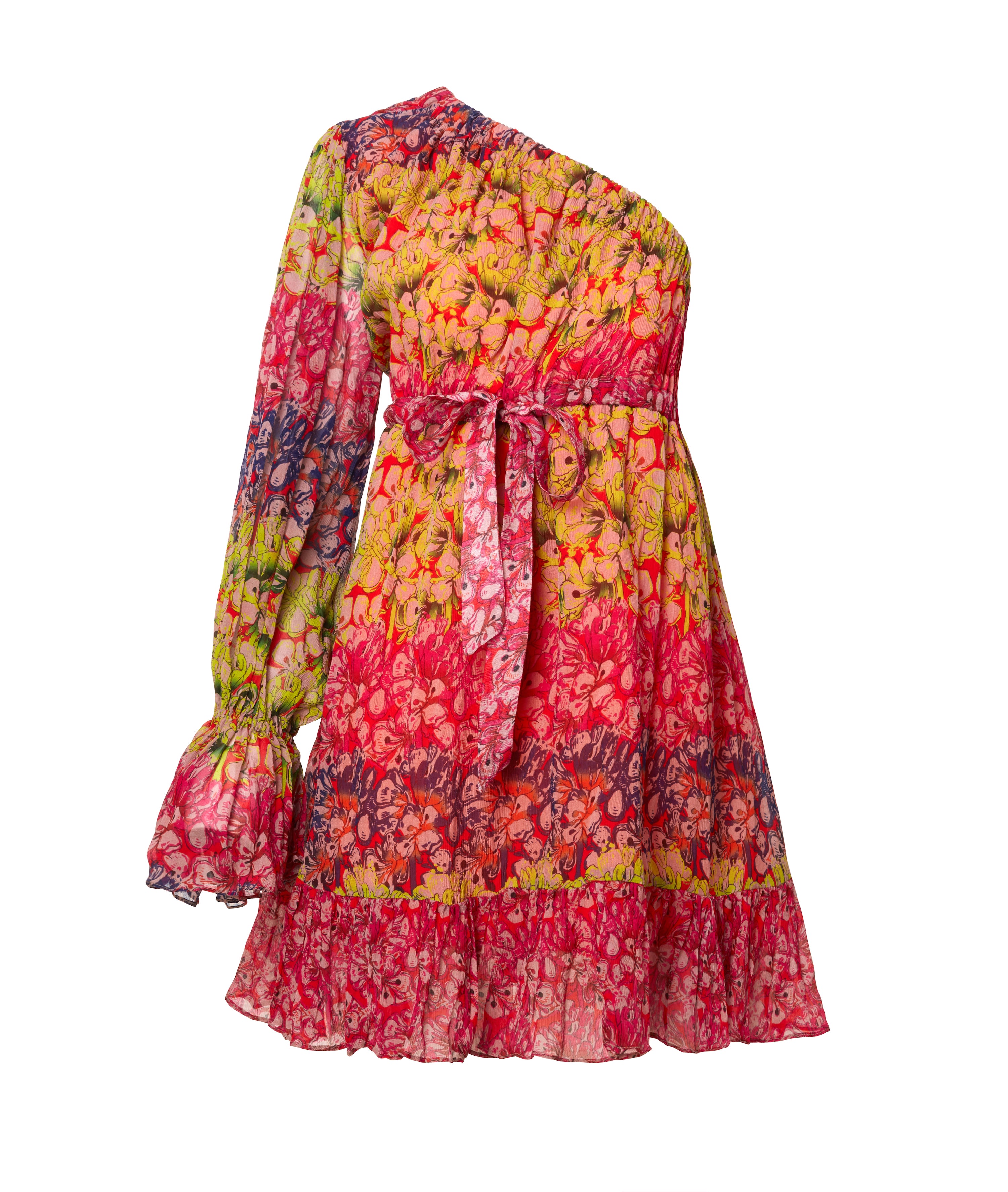 One Shoulder Silk Chiffon Mini Dress – Roopa Pemmaraju